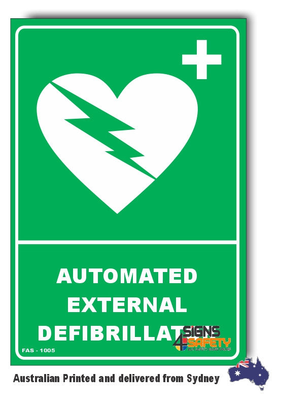 AED - Automated External Defibillator - Heart Sign – Signs4Safety