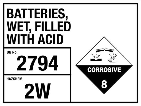 Batteries Wet Filled With Acid 2794 2W Sign – Signs4Safety