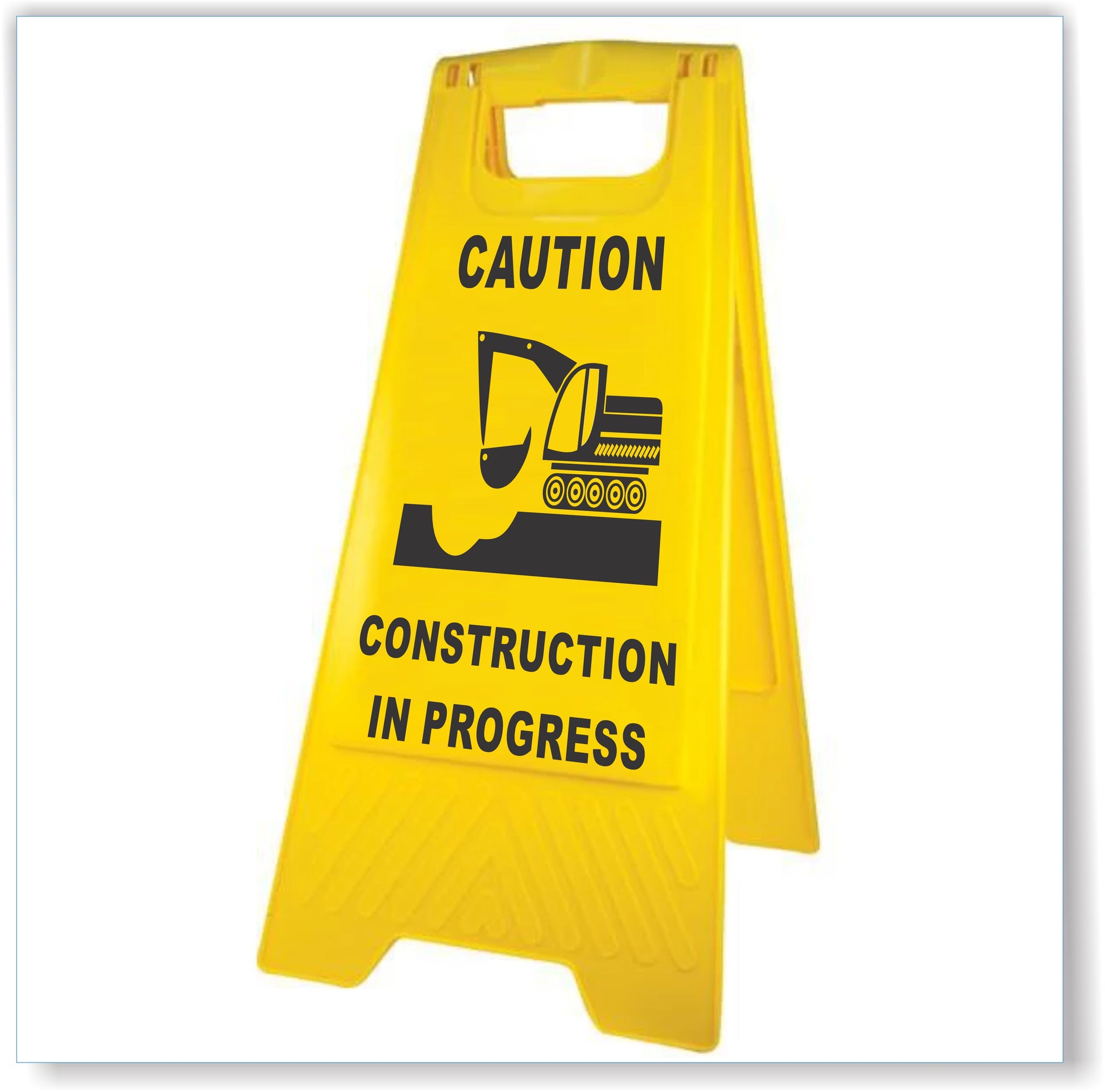 Caution Construction In Progress Sign Yellow A-Frame Floor Stand ...