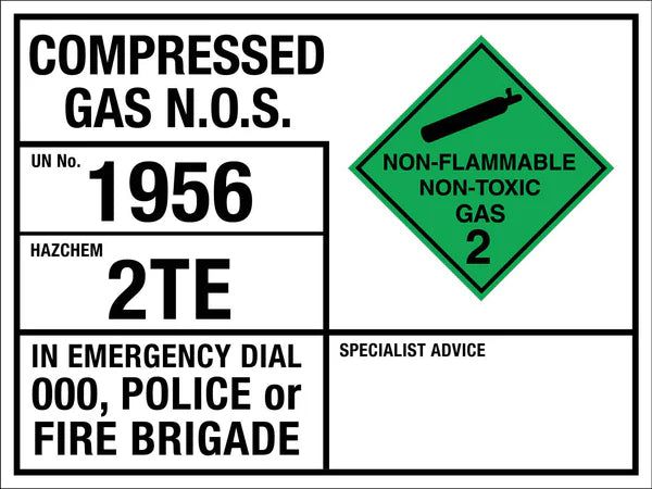 Compressed Gas NOS 1956 2TE Emergency Information Sign – Signs4Safety