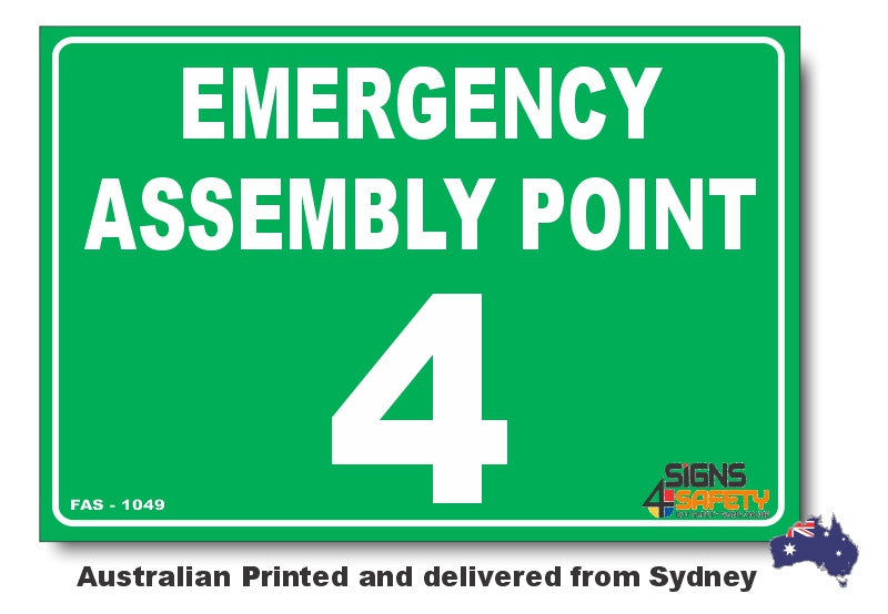 Emergency Assembly Point Number 4 Sign – Signs4Safety