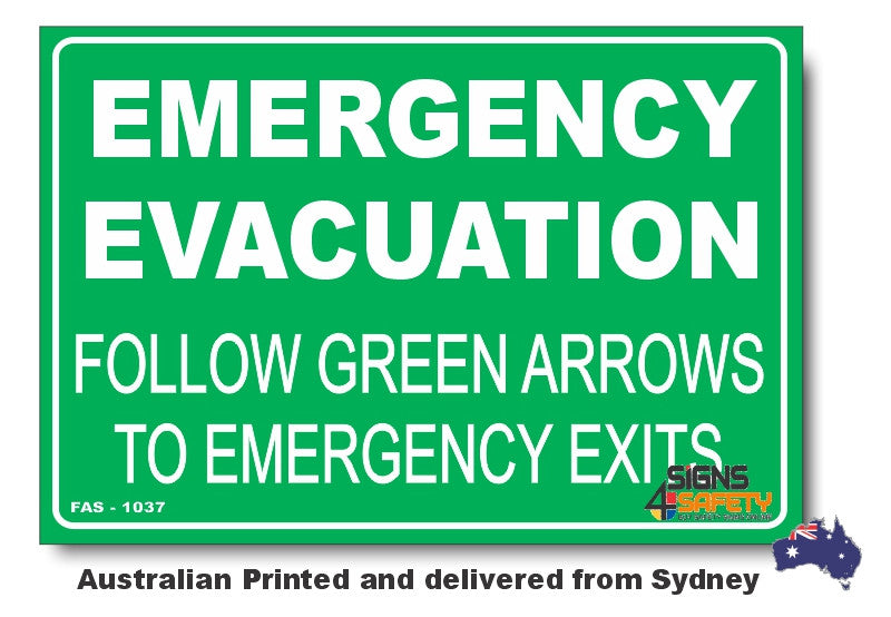 Emergency Evacuation Follow The Arrows Sign – Signs4Safety
