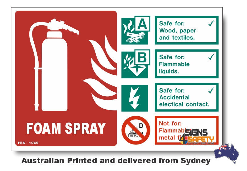Foam Spray - Special Fire Extinguisher Sign – Signs4Safety