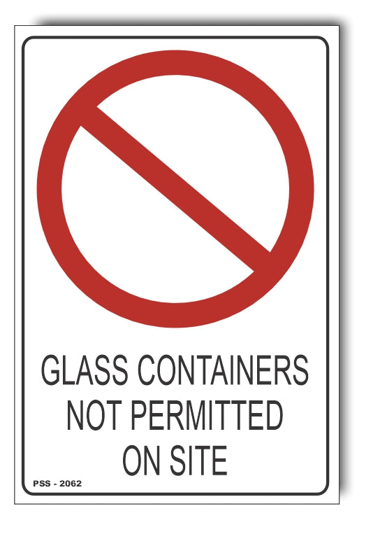 Glass Containers Not Permitted On Site Sign – Signs4Safety