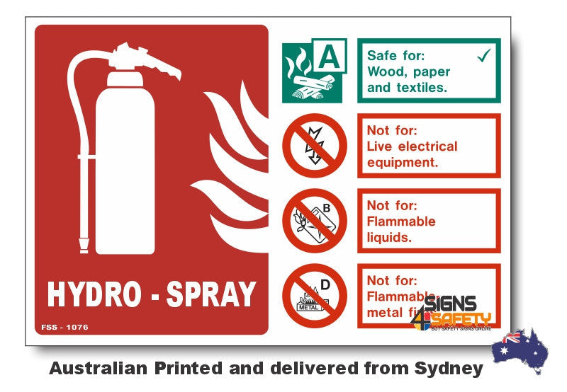 Hydro Spray - Standard Fire Extinguisher Sign – Signs4Safety