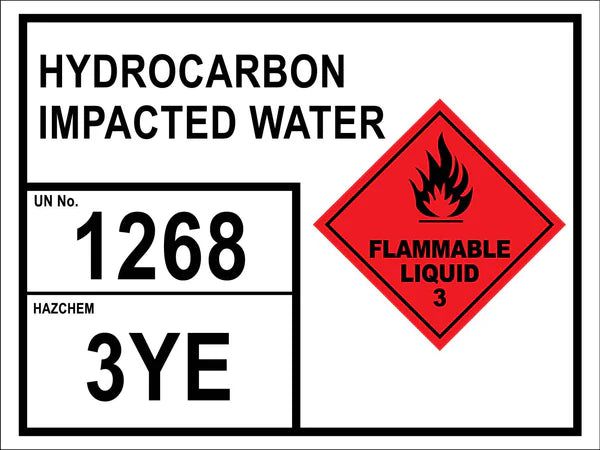 Hydrocarbon Impacted Water 1268 3YE Sign – Signs4Safety
