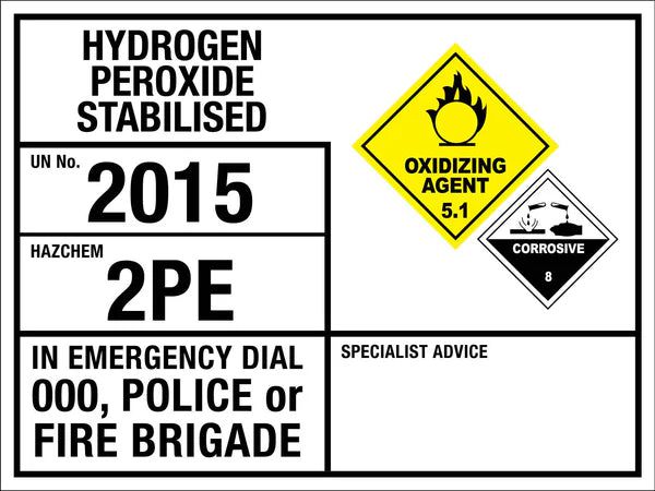 Hydrogen Peroxide Stabilised 2015 2PE Emergency information Sign ...