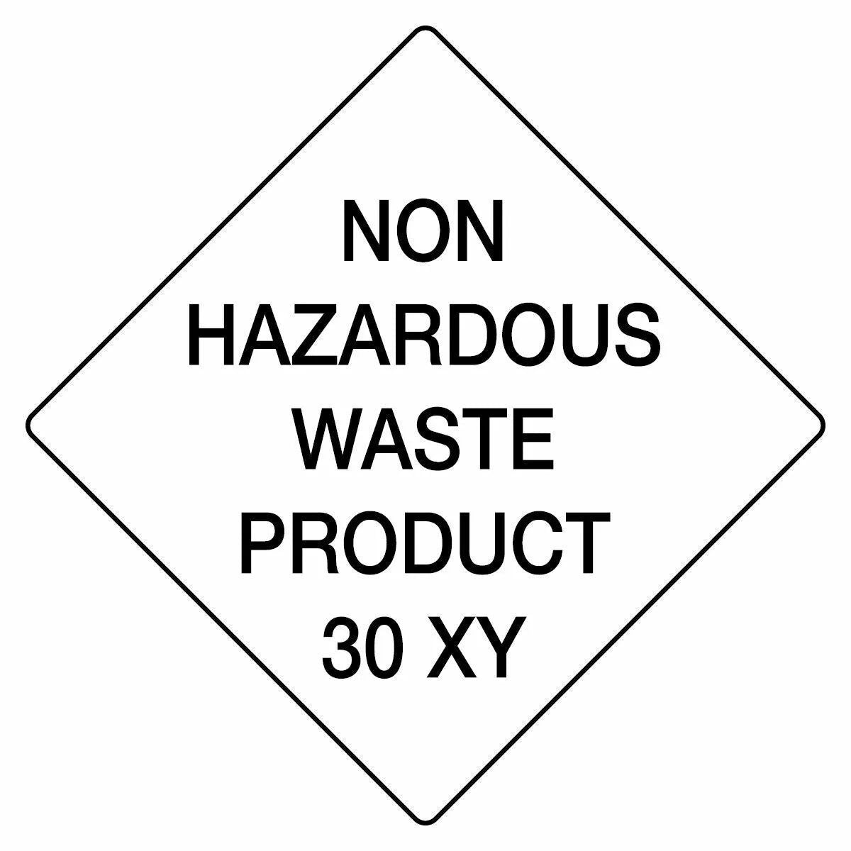 Non Hazardous Waste Product 30 XY - Dangerous Goods Diamond Sign ...