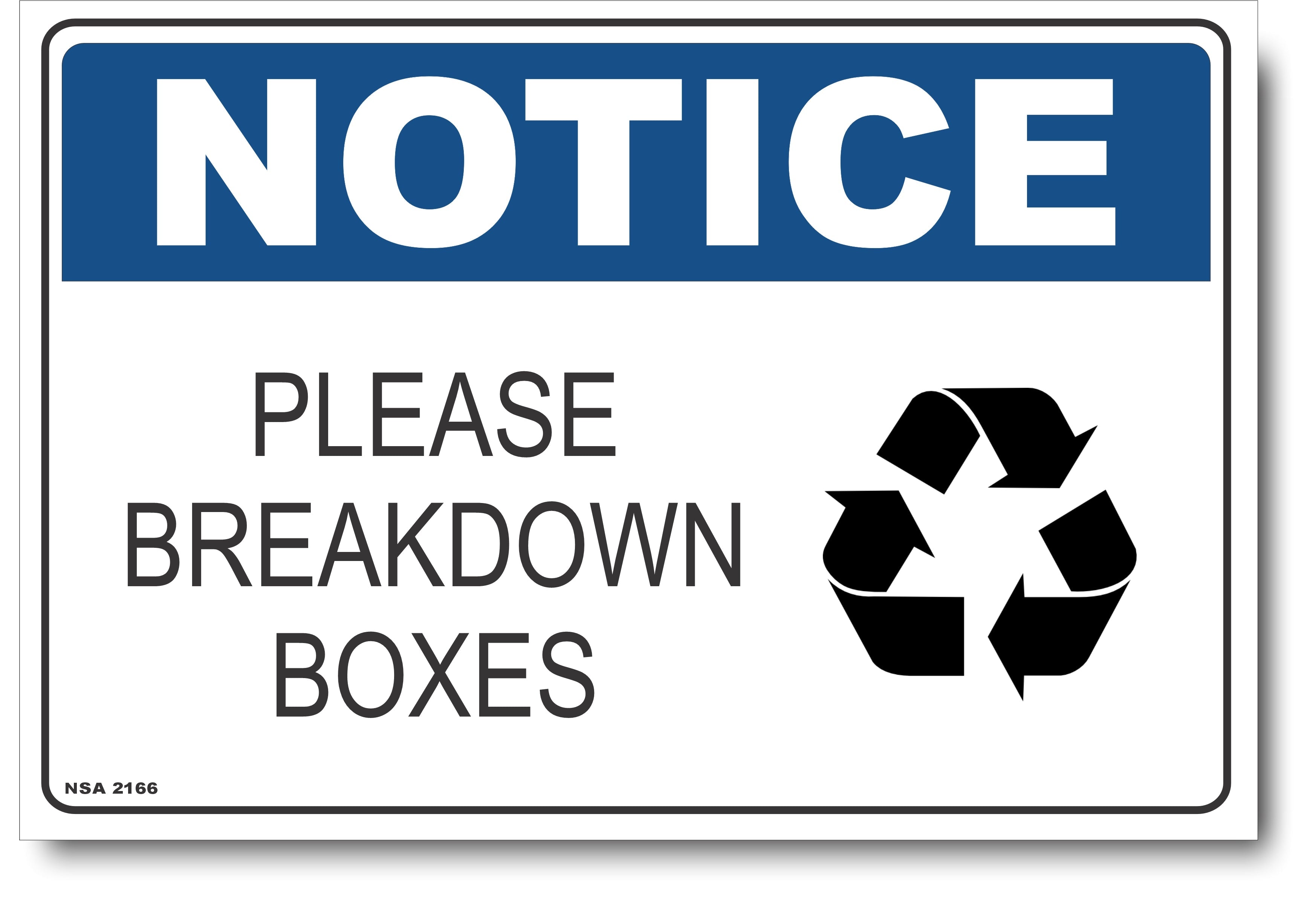 Notice - Please Breakdown Boxes (Icon) Sign – Signs4Safety