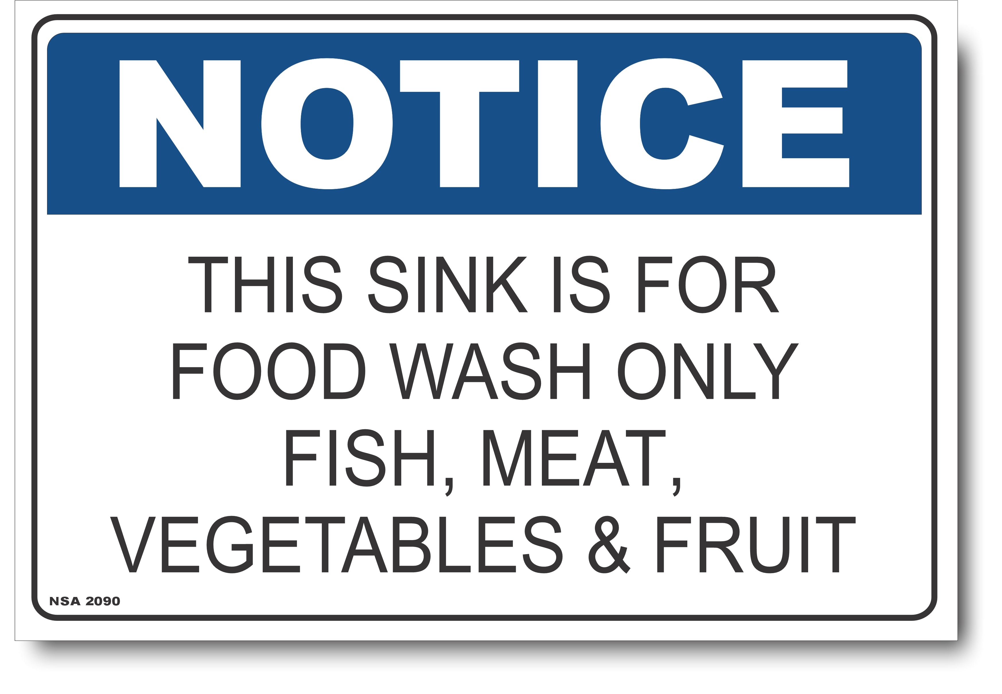 This Sink Is For Food Wash Only, Fish, Meat, Vegetables & Fruit Sign ...