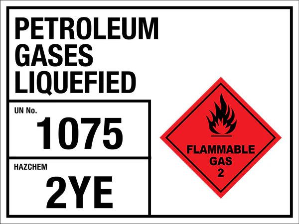 Petroleum Gases Liquefied 1075 2YE Sign – Signs4Safety