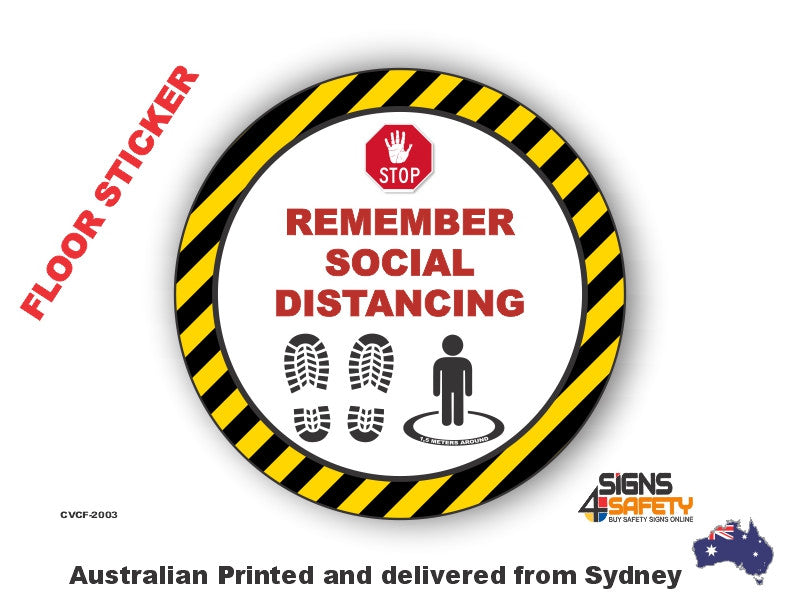 Stop - Remember Social Distancing Floor Marking Sticker -R10 certified ...