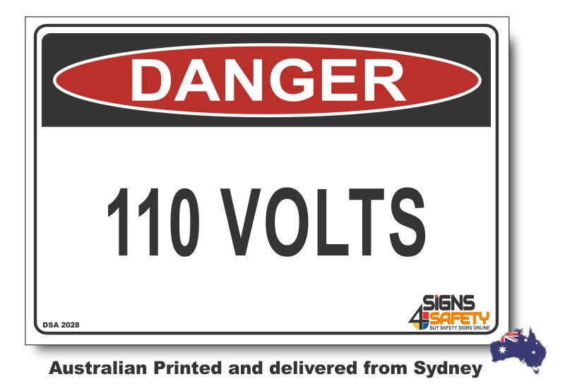 Danger 110 Volts Sign – Signs4Safety