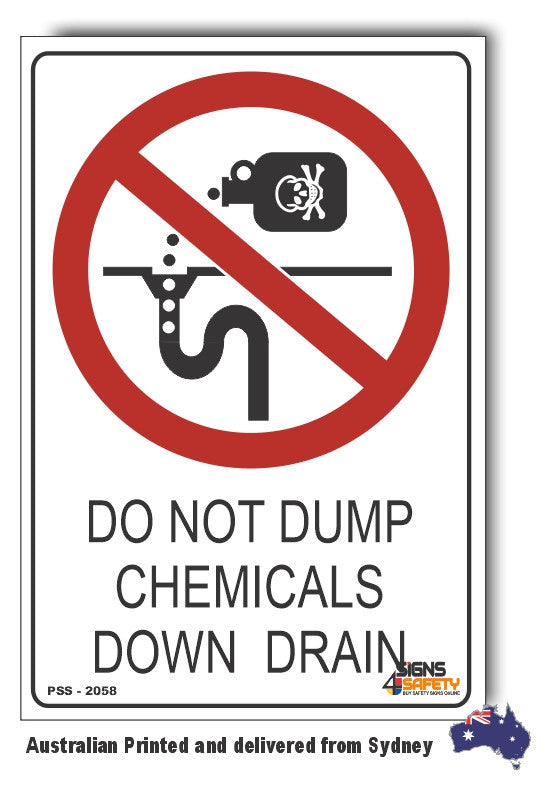 Do Not Dump Chemicals Down Drain Sign – Signs4Safety