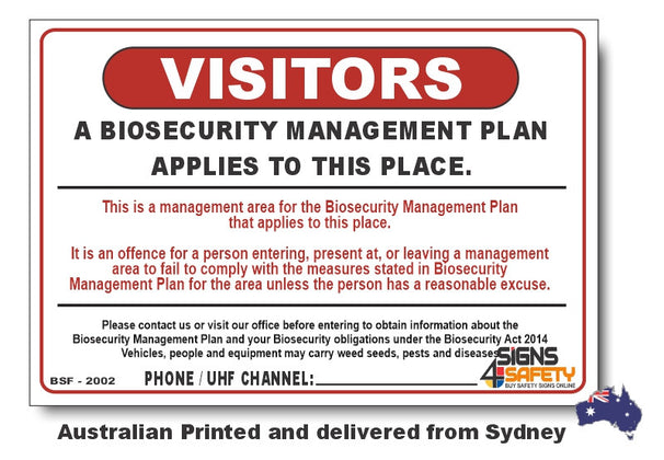 Australian Biosecurity Safety Signs| Signs4Safety