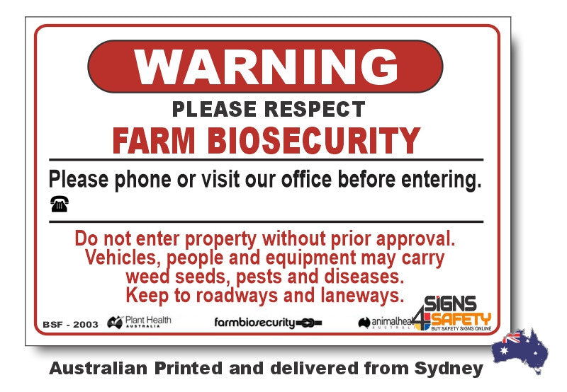Australian Biosecurity Safety Signs| Signs4Safety