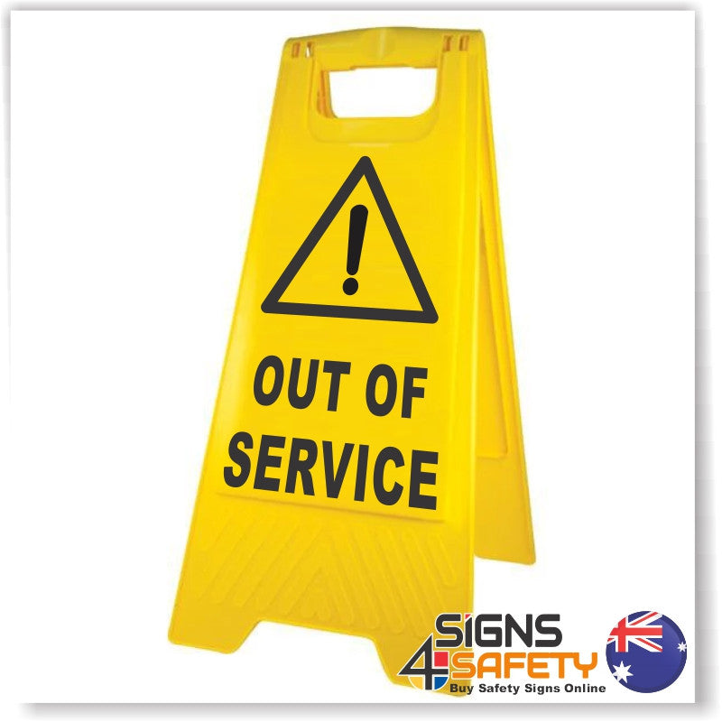 Out Of Service Sign Yellow A-Frame Floor Stand – Signs4Safety